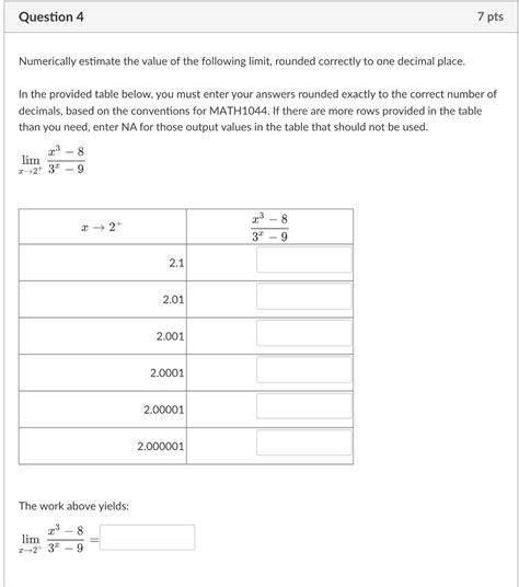 solved question 4 7 pts numerically estimate the value of