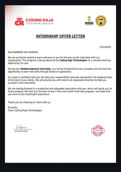 Sai Harsha Bammidi On Linkedin Im Excited To Join Intern In Coding Raja Technologies
