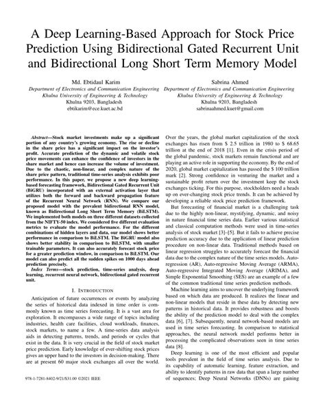 Pdf A Deep Learning Based Approach For Stock Price Prediction Using