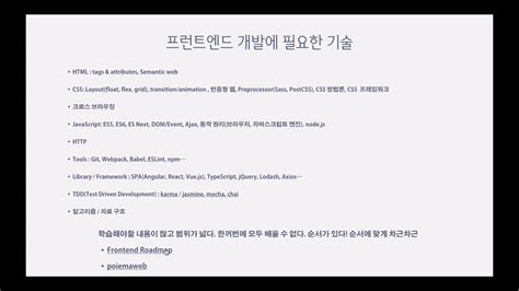 프런트엔드 개발자 학습 방향 Youtube