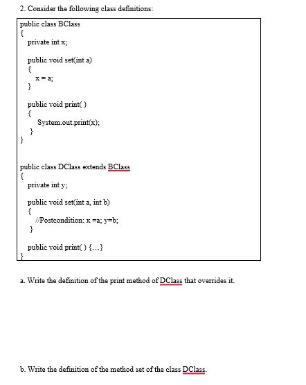 solved 2 consider the following class definitions public