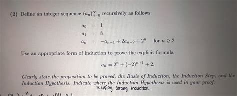 solved 2 ﻿define an integer sequence an n 0∞ ﻿recursively