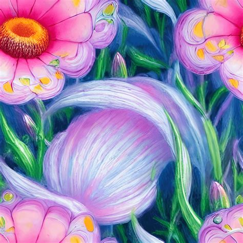 Pastel Floral Swirling Fantasy Flowers Botanical Fairytale Heavenly