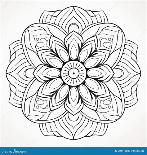 Abstract Flower Coloring Page With Decorative Designs And Classical