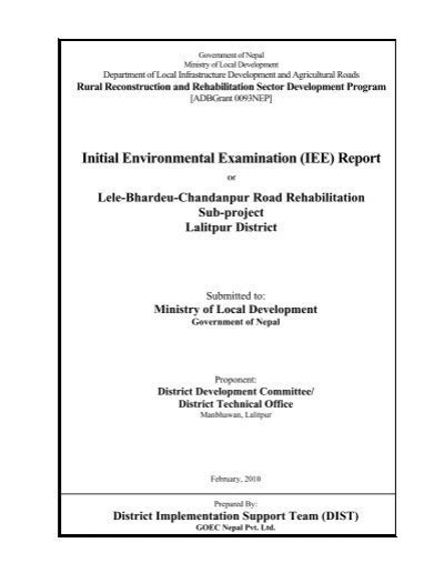 Initial Environmental Examination IEE Report RRRSDP