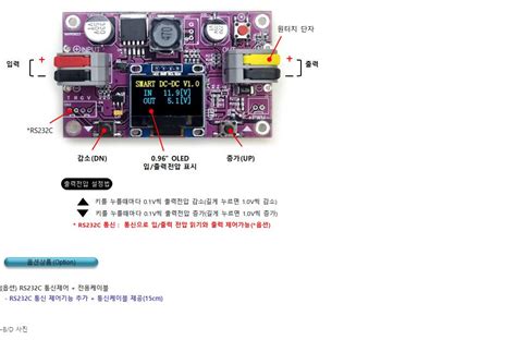 고정밀 디지털 제어 0 30V 3A 가변출력 OLED전압표시 전원모듈 전원 관리 모듈 내장형 솔루션 MCU보드 제어모듈