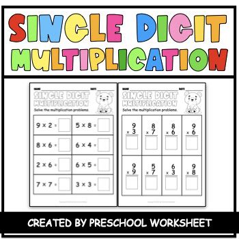 Single Digit Multiplication Multiplying Math Worksheets TPT