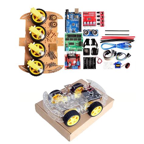 Buy 4wd Diy Smart Chassis Car Kit With Uno R3 Ultrasonic Module Motor Drive Board Online At