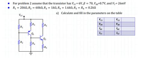 Solved For Problem 2 Assume That The Transistor Has Vcc 6V Chegg Com