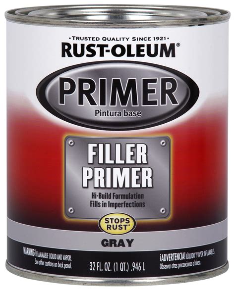 Rust Oleum Paint Filler Primer Flat Gray Qt Ea