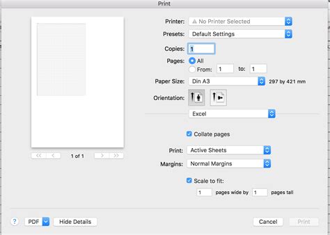 how to print excel sheet on custom page size like din a1 stack