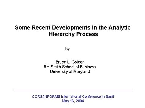 Some Recent Developments In The Analytic Hierarchy Process