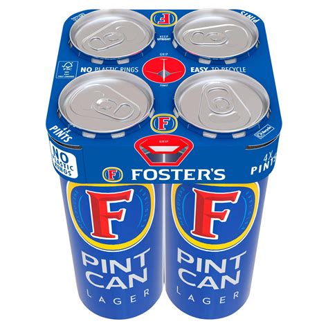 Fosters Lager Beer 4 X 568ml Pint Cans Beer Iceland Foods