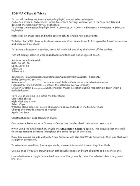 3ds Max Tips Pdf Autodesk 3ds Max Rendering Computer Graphics