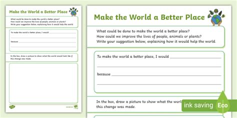 Make The World A Better Place Activity World Planet
