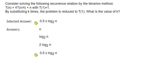 Solved Consider Solving The Following Recurrence Relation By Chegg