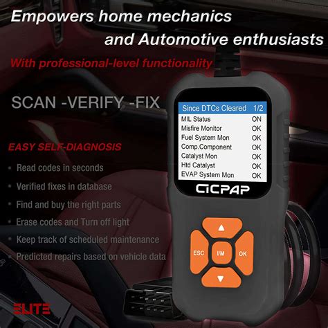 CICPAP Car OBD2 Scanner: Elite Edition, Vehicle Check Light Diagnostic ...