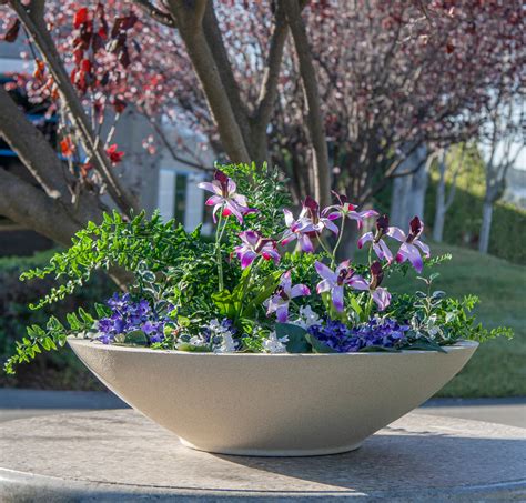 Modern Low Bowl Fiberglass Planters 5 Sizes 9 Finishes