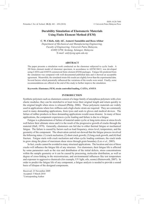 pdf durability simulation of elastomeric materials using finite