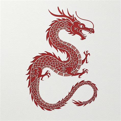 Red Dragon Illustration Featuring An Intricate Swirling Design The