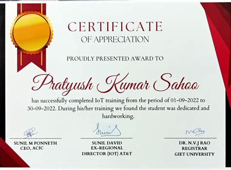 Pratyush Kumar Sahoo On Linkedin Training Share Project University Iot