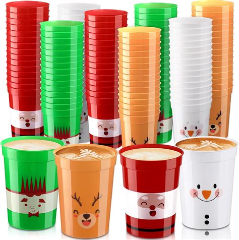 Sliner 120 Pcs Christmas Party Plastic Cups 8 Oz Christmas