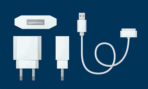 Usb 마이크로 케이블 30 핀으로 다른 보기의 스마트 폰 Usb 충전기 어댑터 만화 스타일의 벡터 일러스트레이션입니다 0명에 대한 스톡 벡터 아트 및 기타 이미지 Istock