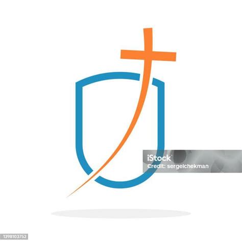 방패 모양의 기독교 십자가 아이콘 추상적 인 종교적 상징 벡터 일러스트레이션 The Crusades에 대한 스톡 벡터 아트 및 기타 이미지 The Crusades 교회