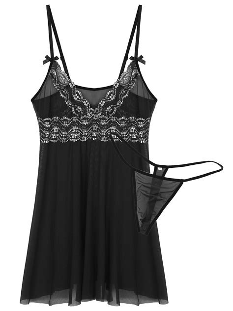 Mens Sissy Lingerie Crossdresser Nightwear Sheer Lace Chemi Teddy