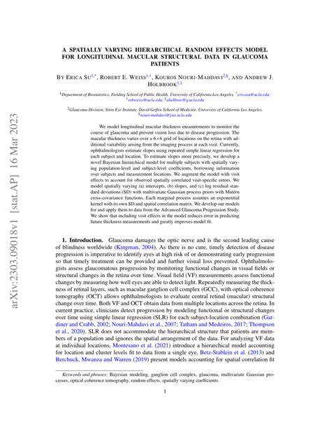 Pdf A Spatially Varying Hierarchical Random Effects Model For Longitudinal Macular Structural