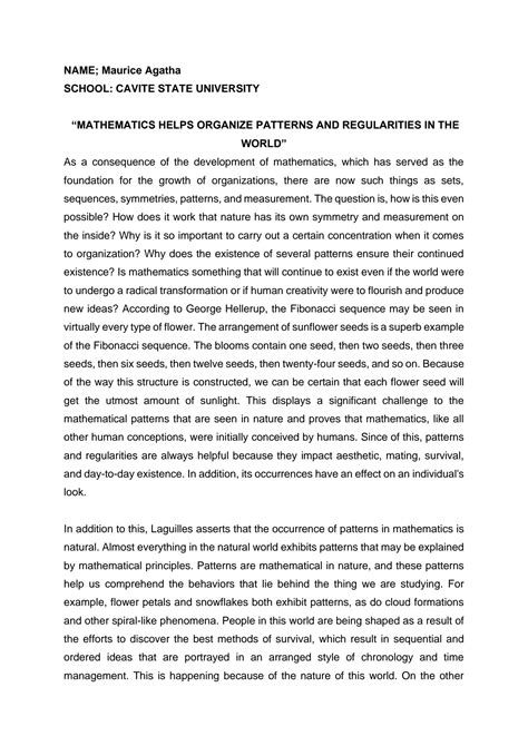 solution mathematics helps organize patterns and regularities in the