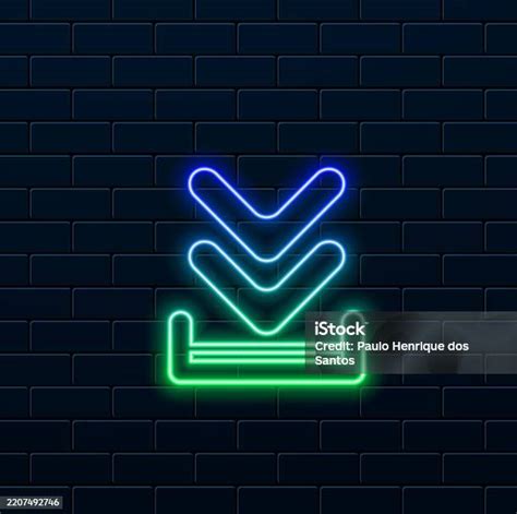 3d 다운로드 버튼 아이콘입니다 네온 스타일 업로드 아이콘을 클릭합니다 아래쪽 화살표의 아래쪽 기호입니다 Ui Ux를 보려면 여기를 클릭하십시오 0명에 대한 스톡 벡터 아트