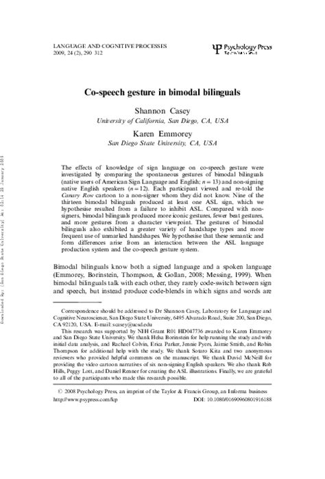 Co Speech Gesture In Bimodal Bilinguals