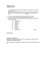 Module 1 Unit 3 Assignment C Doc MODULE 1 UNIT 3 Assignment Part C 1 If Atoms Are Constituted