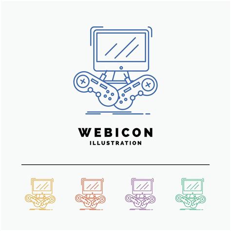 Game Gaming Internet Multiplayer Online 5 Color Line Web Icon