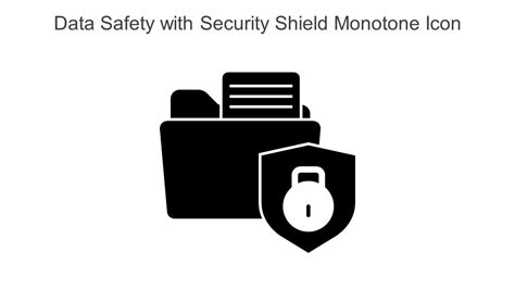 Data Safety With Security Shield Monotone Icon In Powerpoint Pptx Png