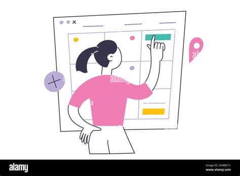 woman schedules her day in online calendar using a phone app female