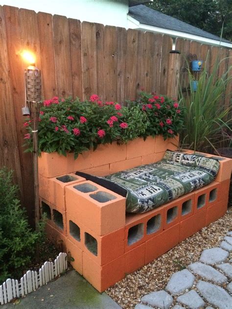 DIY Cinder Block Garden Bench