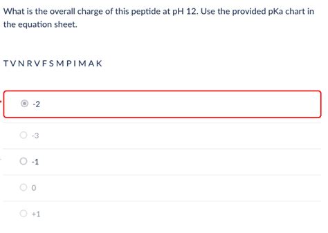 solved what is the overall charge of this peptide at ph12