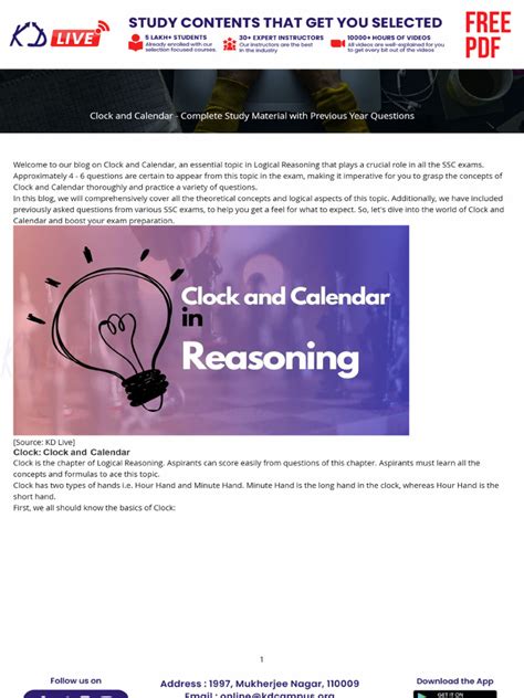 Logical Reasoning Clock And Calendar Complete Study Material With