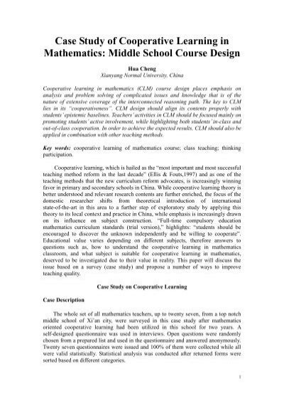 Case Study Of Cooperative Learning In Mathematics Education For All
