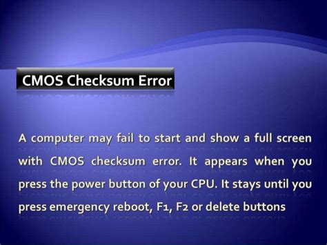 How To Fix Cmos Checksum Error