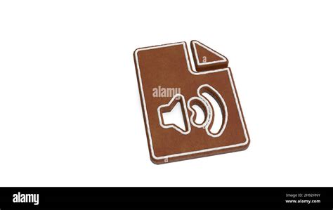 3d Rendering Of Gingerbread Cookie In Shape Of Symbol Of Paper With Bent Corner And Sound Symbol