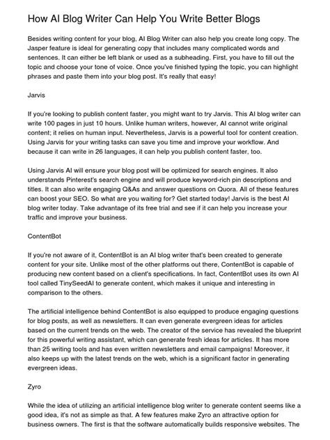 How Ai Blog Writer Can Help You Write Better Blogsydoxa Pdf