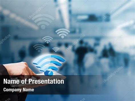 Wifi Businesswoman Connecting Powerpoint Template Wifi Businesswoman Connecting Powerpoint