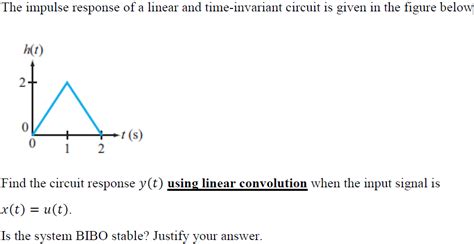 Solved The Impulse Response Of A Linear And Time Invariant Chegg