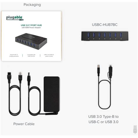 Plugable Usbc Hub7bc Usb 30 And Usb C 7 Port Charging Hub 2 Year War