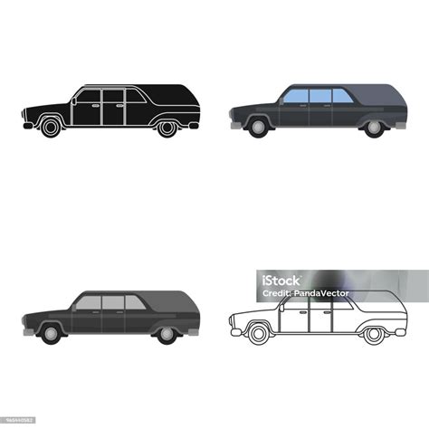 흰색 배경에 고립 된 만화 스타일에 영구 차 아이콘 장례식 식 기호 스톡 벡터 웹 일러스트입니다 영구차에 대한 스톡 벡터 아트 및 기타 이미지 Istock