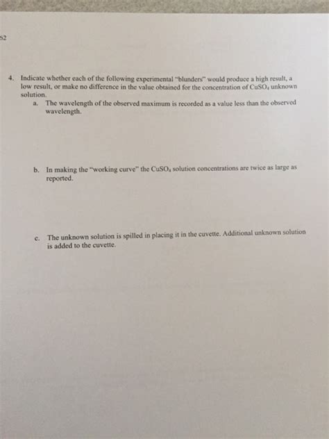 solved indicate whether each of the following experimental
