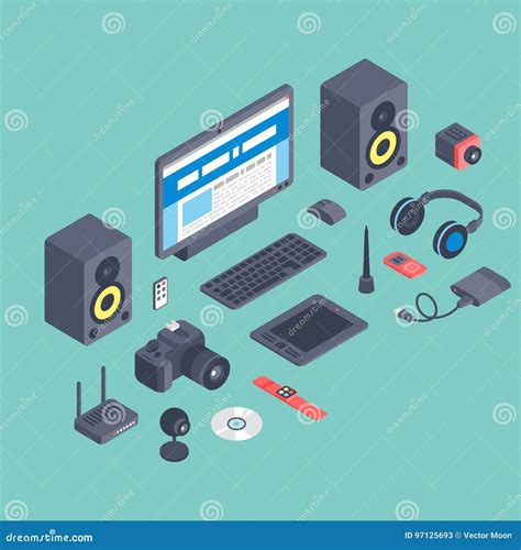 Vector Set Of Isometric Computer Devices Icons Wireless Technologies